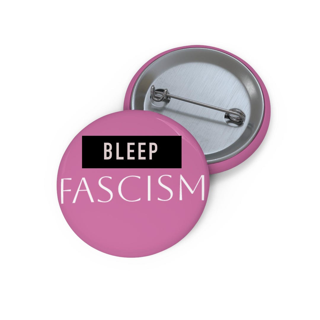 Anti Fascism Pin Button | Political Statement Button, Pink Round Antifa ...