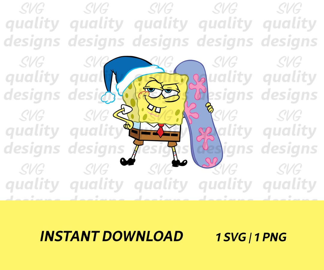 Spongebob Christmas Snowboard Svg Png - Etsy