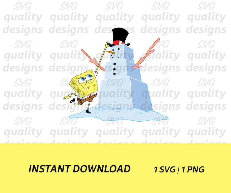 Spongebob Christmas Snowman Svg Png - Etsy