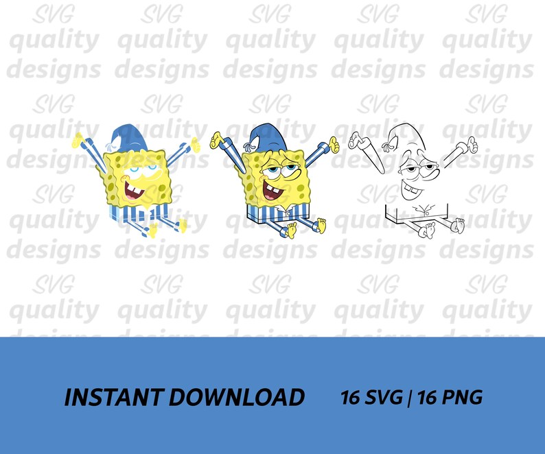 16 Spongebob Squarepants Bedtime Bundle Svg Png - Etsy