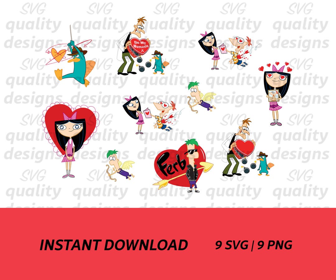 9 Phineas and Ferb Valentine's Day Bundle Quality Svg Png - Etsy