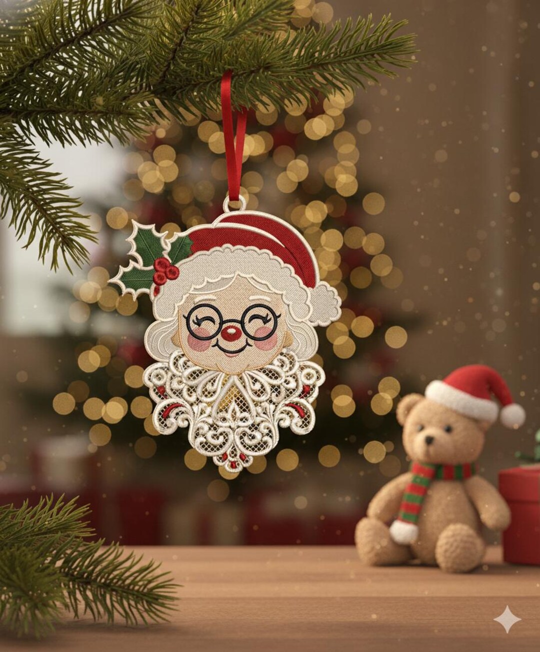 FSL Ornament, Machine Embroidery Designs, Mrs Claus Lace Decoration ...