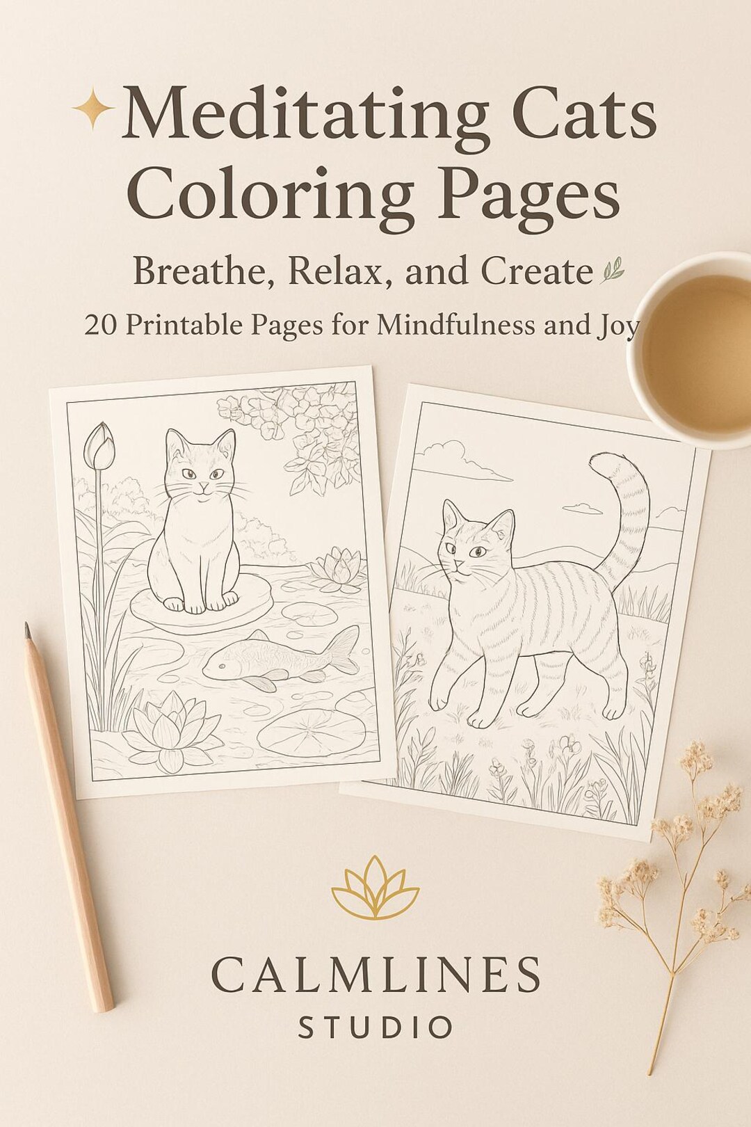Cats Coloring Book | Relaxing Cat Designs | Adult Coloring Pages ...