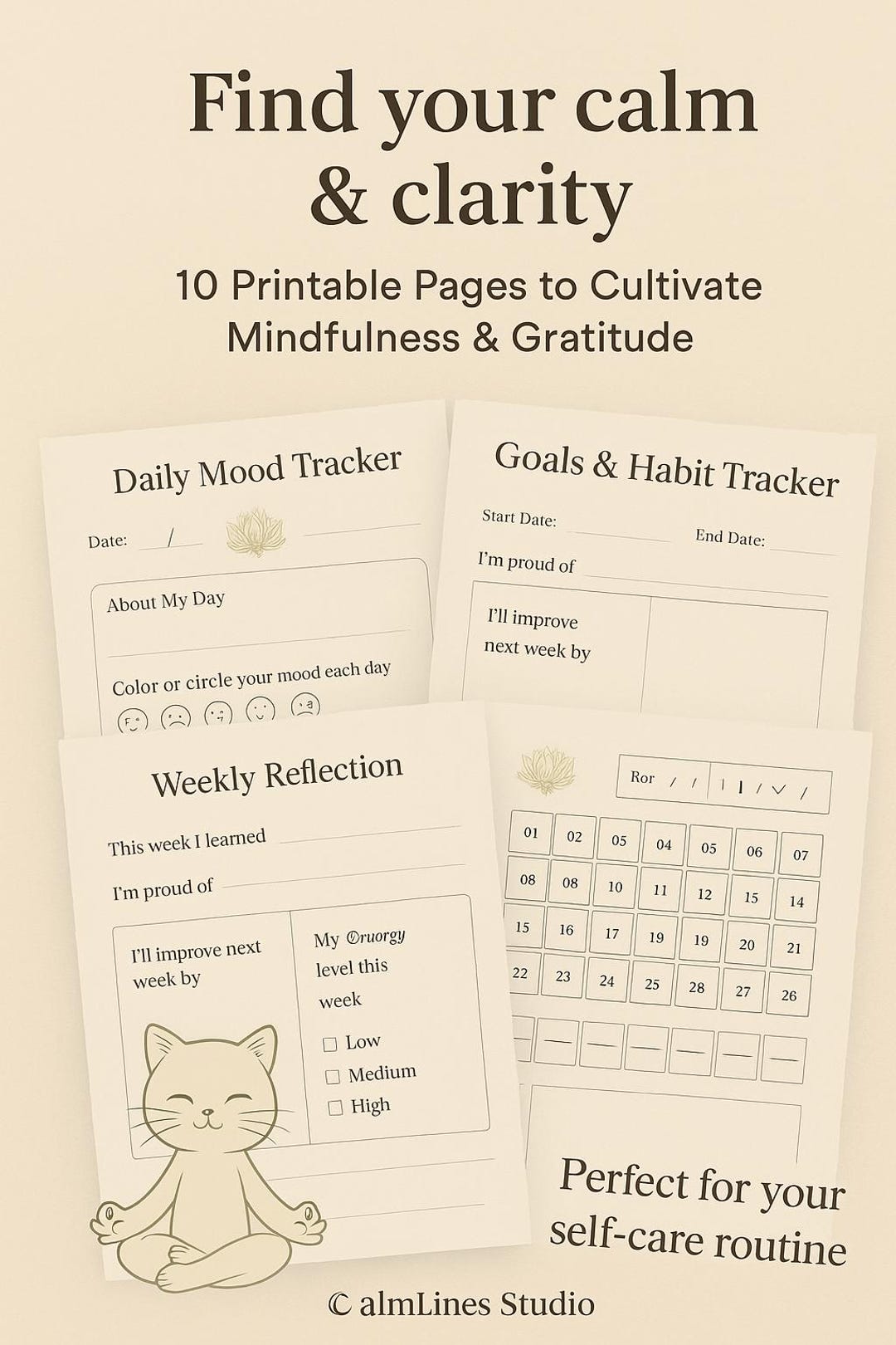 Mindful Journaling Kit | 10 Printable Pages for Self-reflection Inner ...