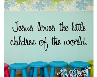Nursery Wall Art Jesus Loves The Little Children Wall Decal | Etsy