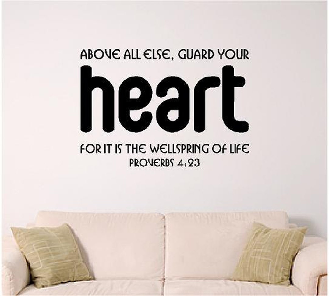 Bible Verse Wall Art, Guard Your Heart Proverbs 4:23, Home, Church or ...