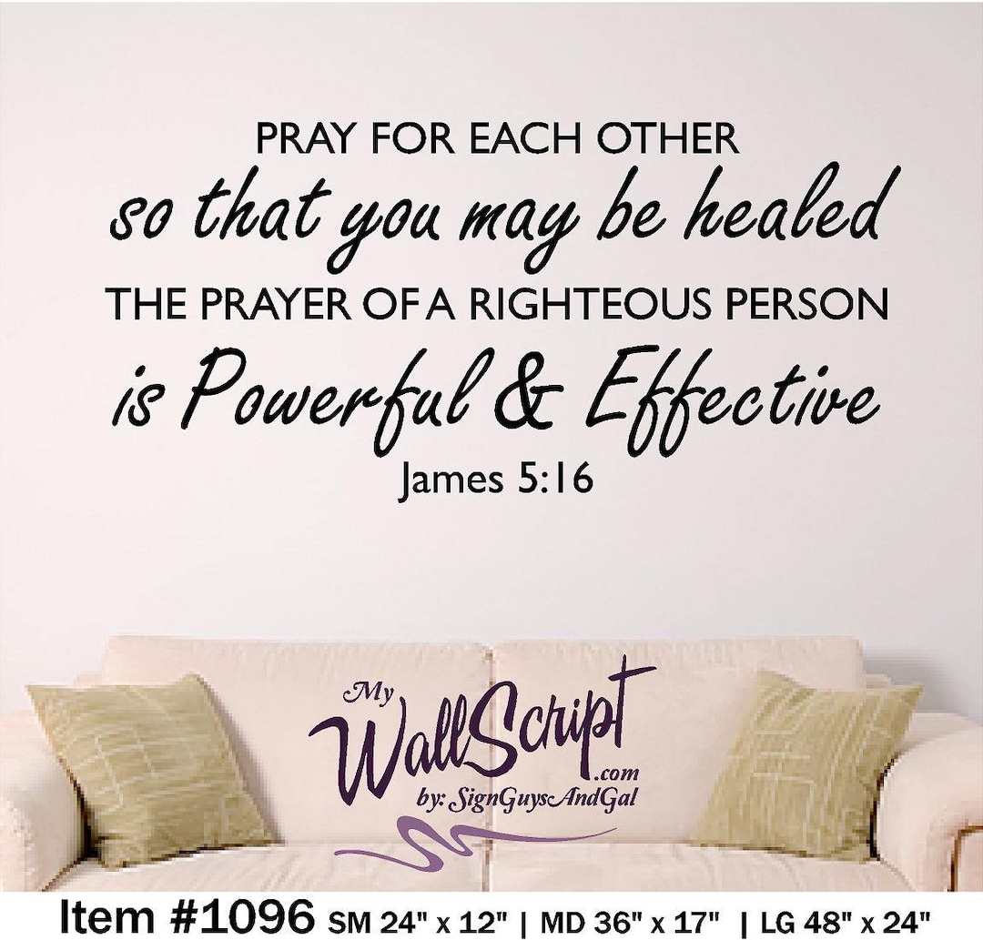 Bible Verse Wall Art, Pray for Each Other, James 5:16, Scripture Wall ...