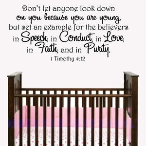 Wall Decal for Child Room, Sunday School Room Decal, 1 Timothy 4:12 ...