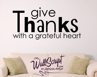 Give Thanks With Grateful Heart Kitchen Dining Room Home Religious ...