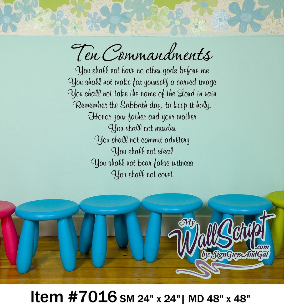 Ten Commandments Wall Decal: Sunday School, Home Prayer - Etsy