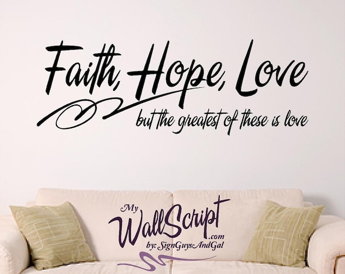 Faith Hope Love Decals, Faith, Hope, Love Wall Decal, Christian Wall ...