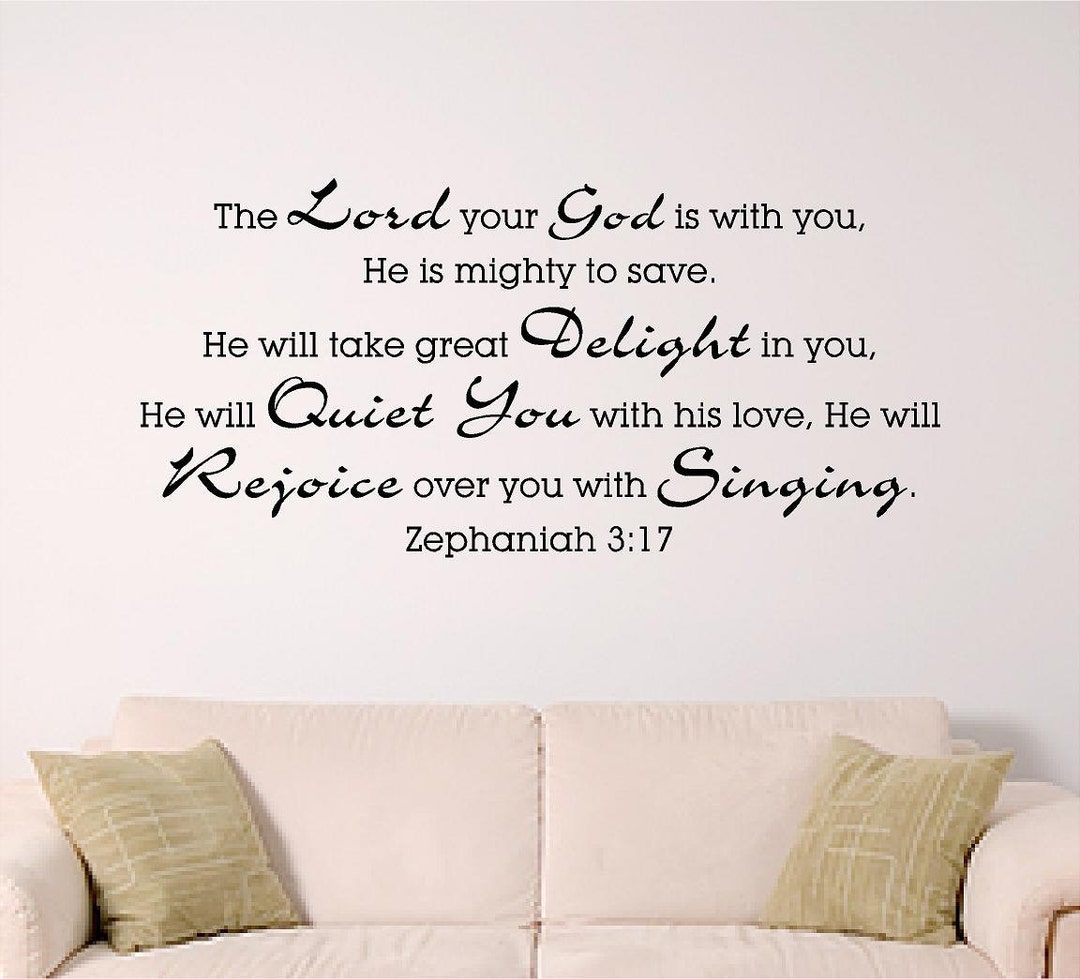 Bible Verse Wall Art, Zephaniah 3:17 ... Mighty to Save, Home, Church ...