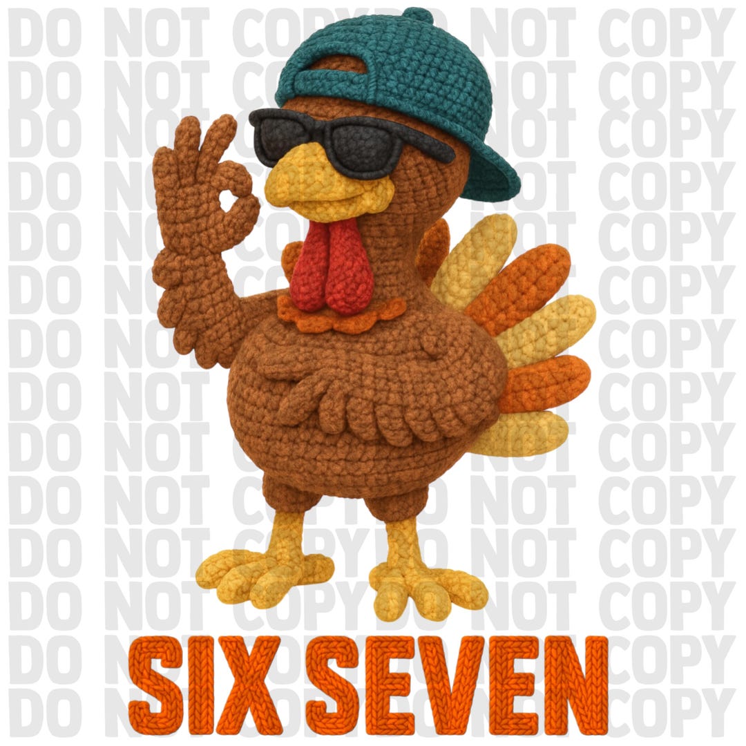 Faux Yarn Turkey PNG | Six Seven Hand Sign Design | Thanksgiving Turkey ...
