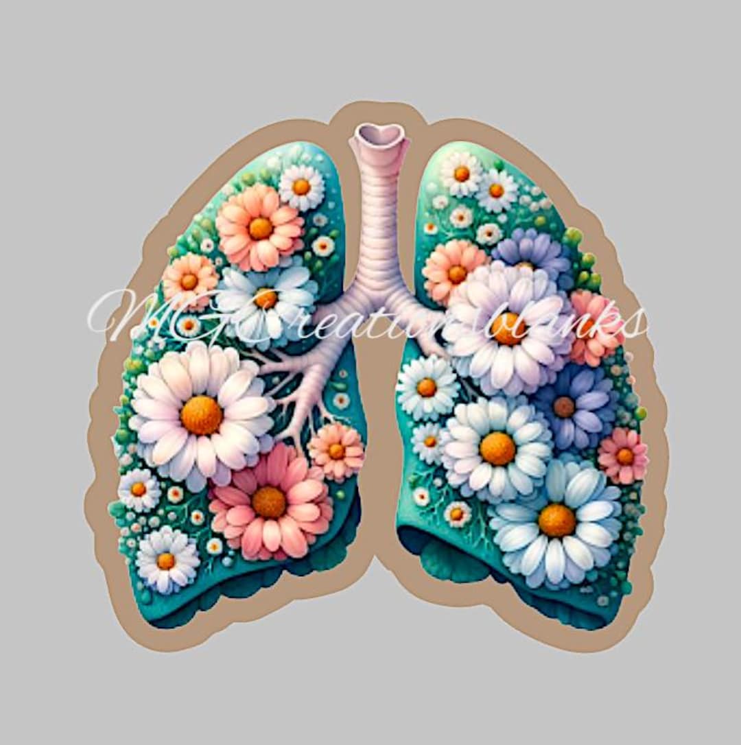Floral Anatomical Lungs Acrylic Blanks for Badge Reels & Vinyl Decal ...