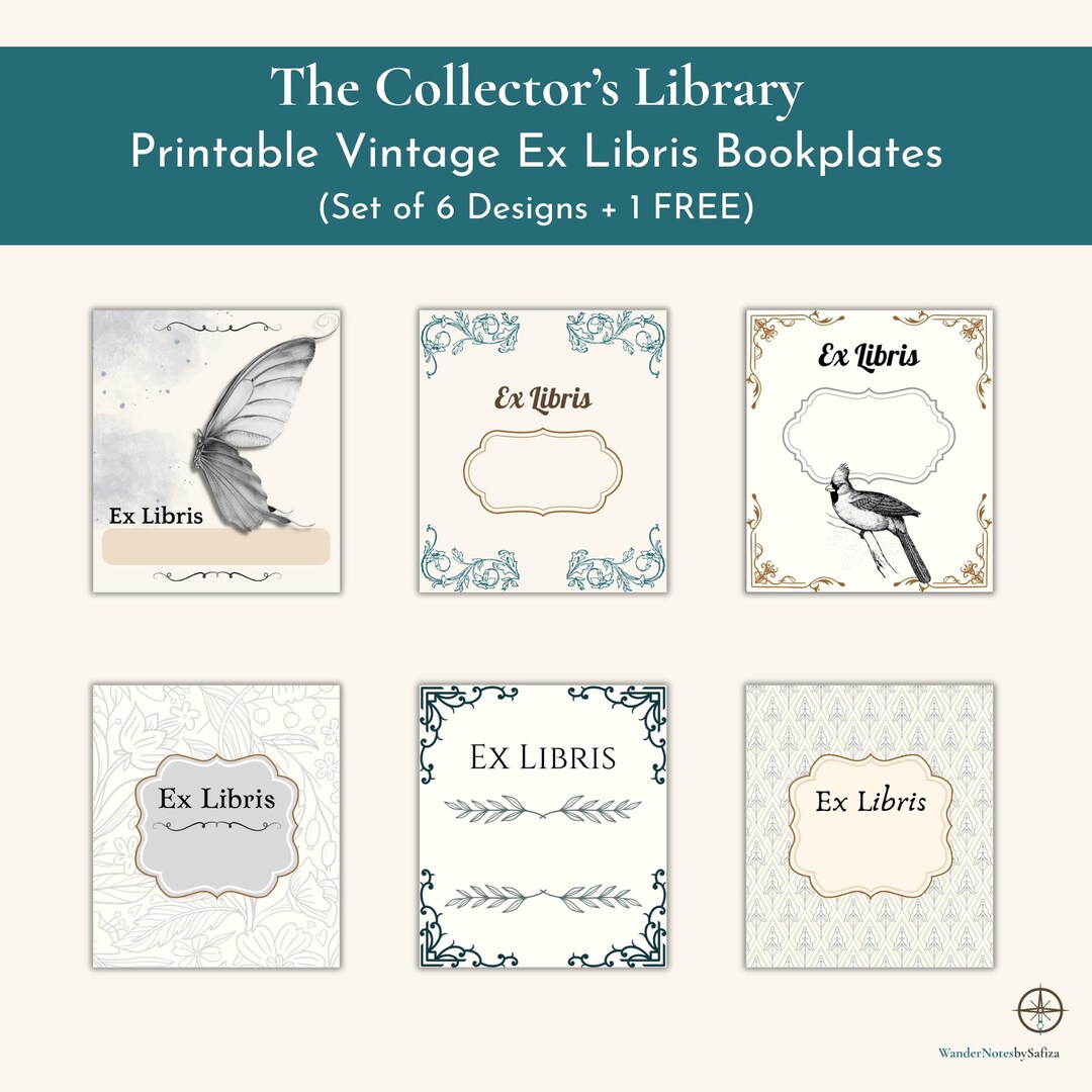 The Collector’s Library | Printable Vintage Ex Libris Bookplates | 6 ...