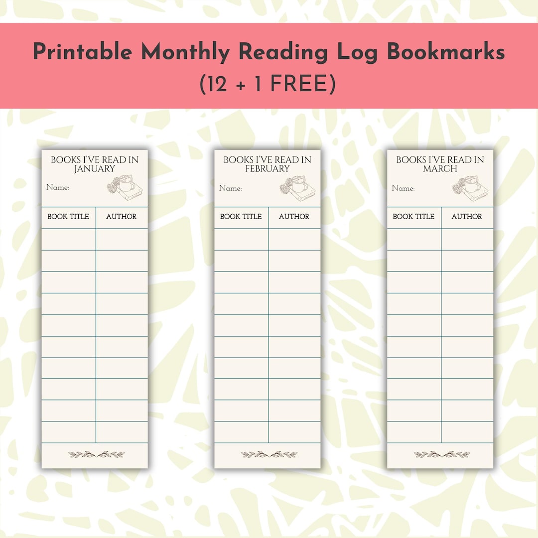 Monthly Reading Log Bookmarks | Printable Book Tracker (PDF) - Etsy Canada