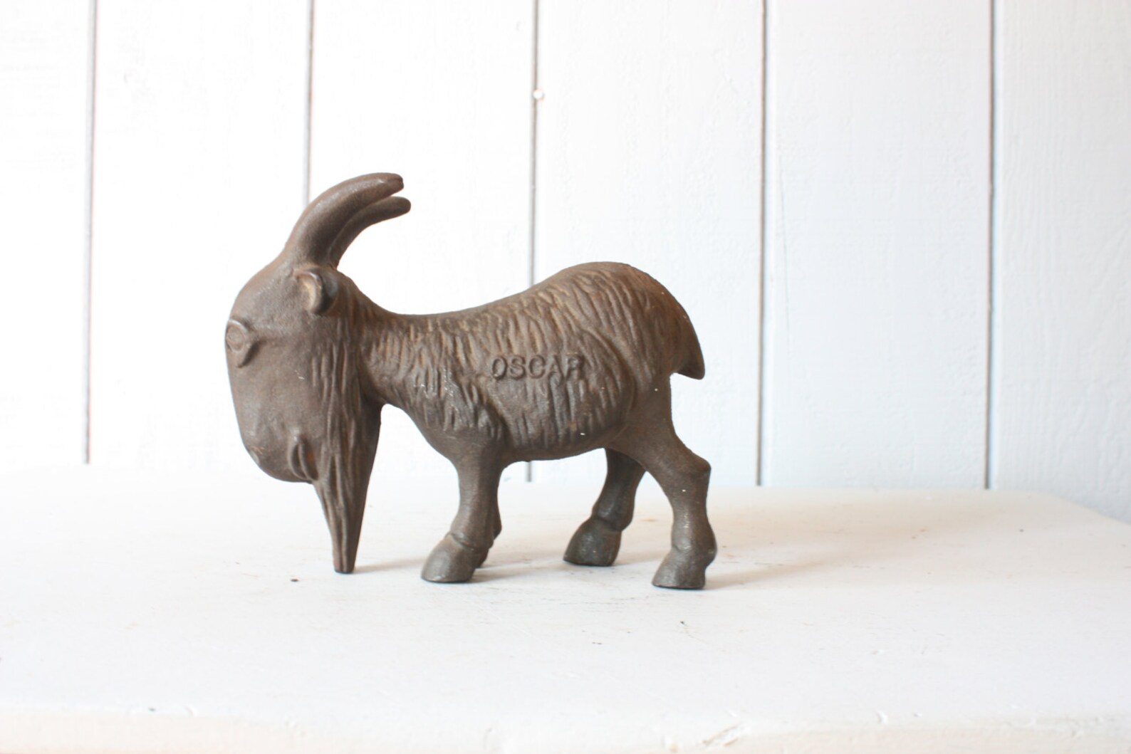 RESERVED // Vintage Cast Iron Goat // Oscar | Etsy