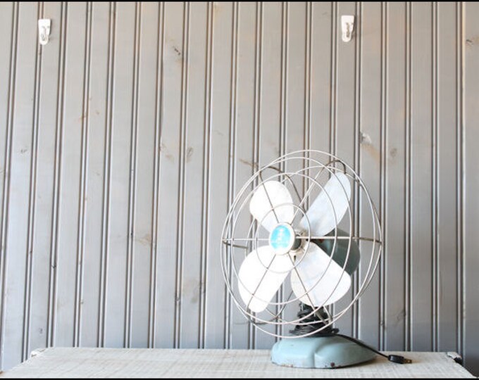 Powder Blue Table Top Fan // Industrial Decor - Etsy