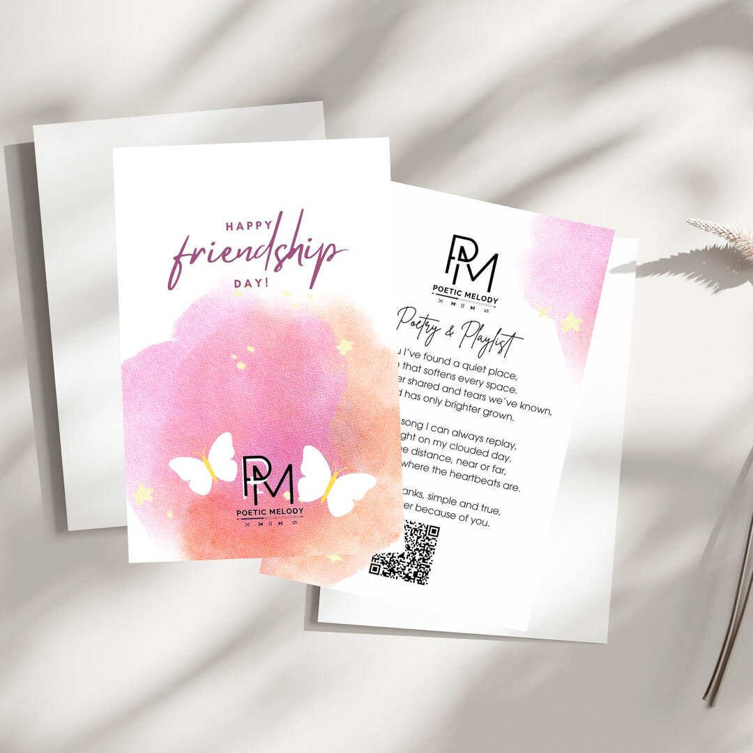 Friendship Poem Card With Curated R&B Playlist (digital Download) - Etsy