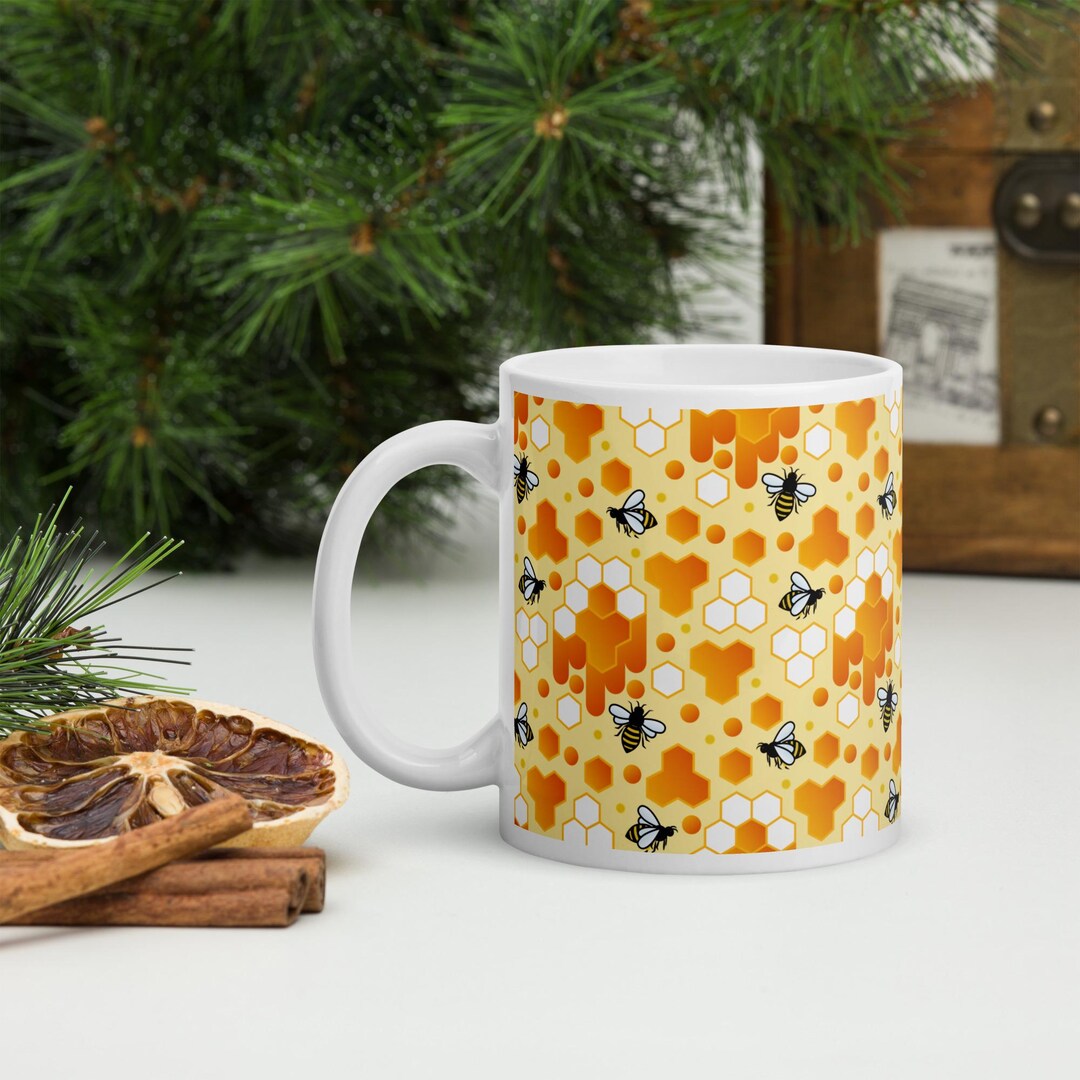 Honeycomb Mug – Bee Lover Gift, Nature Coffee Cup, Beekeeper, Hive ...