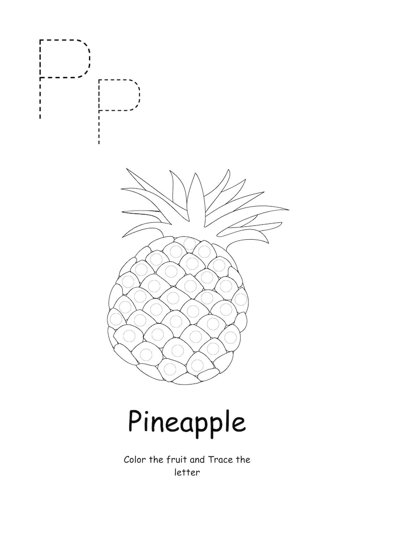 A to Z Tracing and Colouring Pages for Kids - Fruits and Vegetables ...