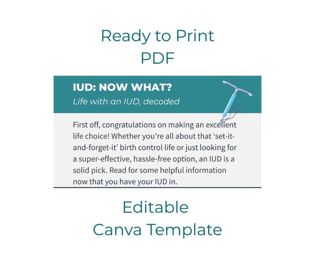 IUD Aftercare Handout | Midwife Clinic Resource (PDF + Editable Canva ...