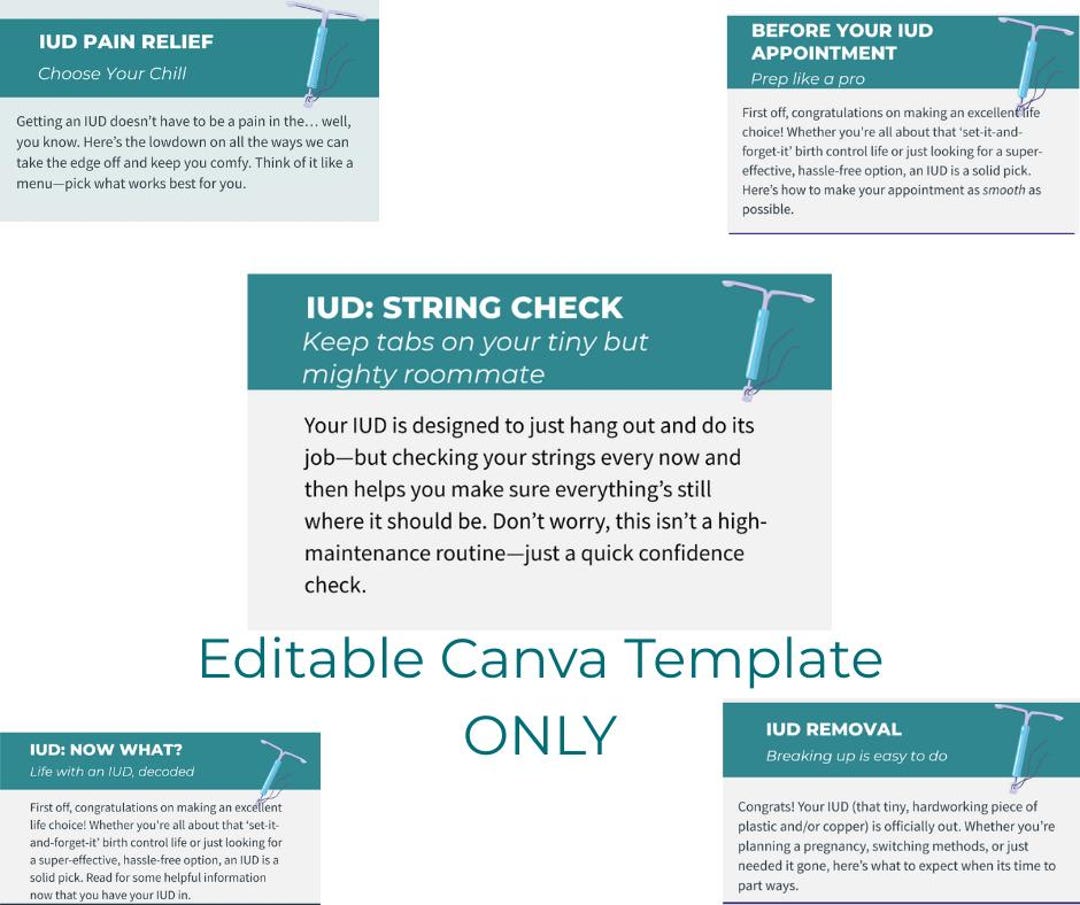 Editable Canva Templates | IUD Handouts 5-pack | Contraception Clinic ...