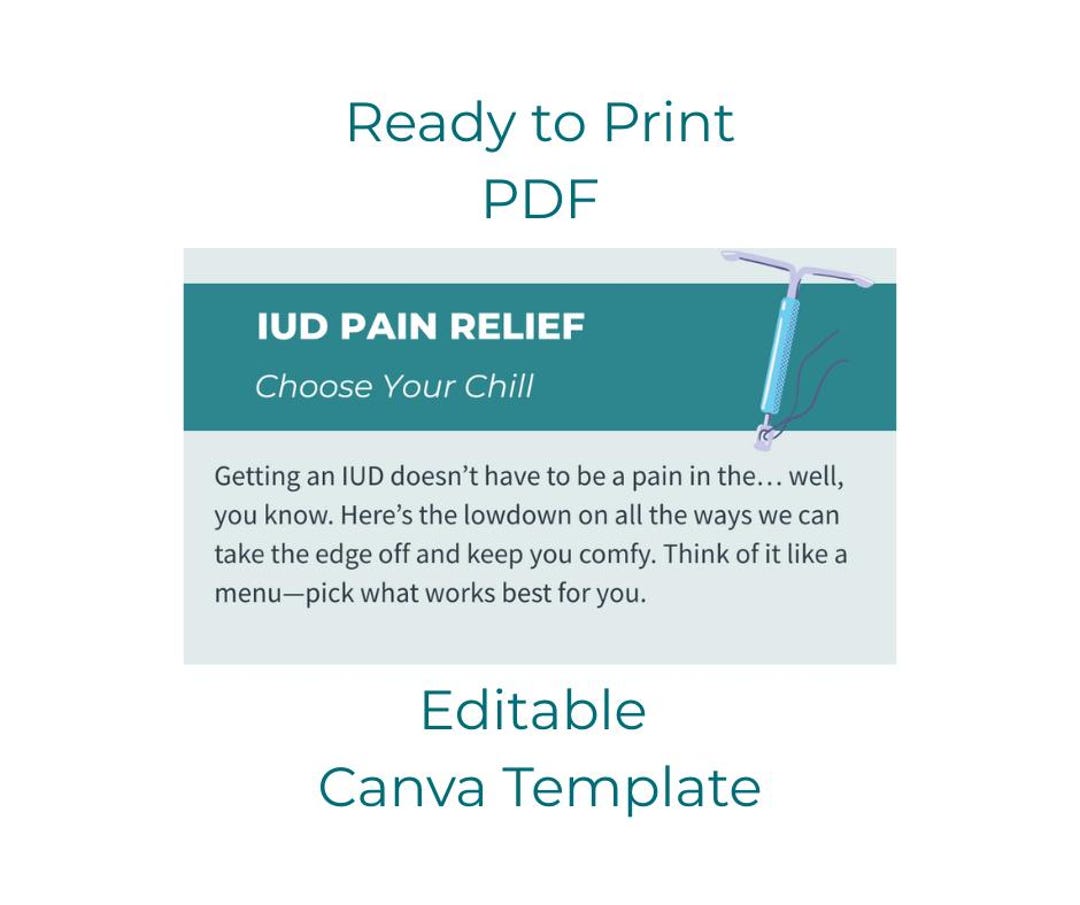 IUD Pain Relief Handout | Midwife & Clinic Resource (PDF + Editable ...