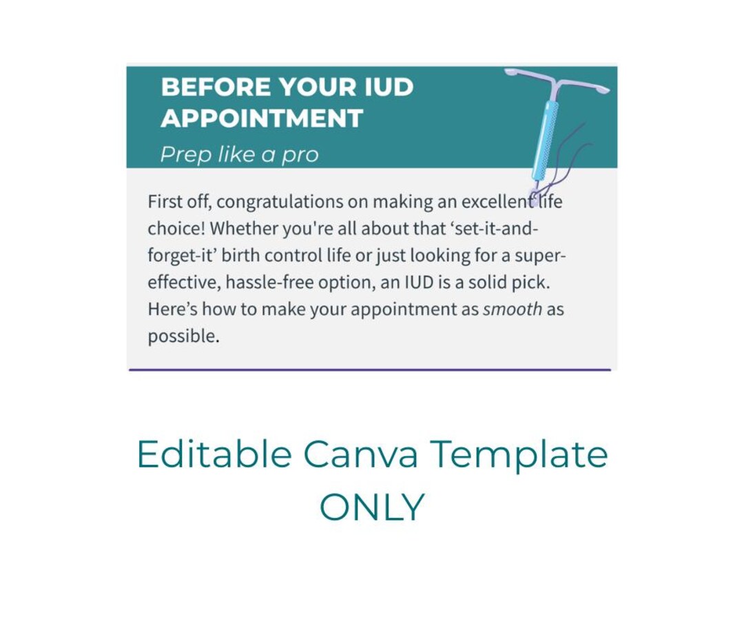 Editable Canva Template | Before Your IUD Appointment | Patient Prep ...