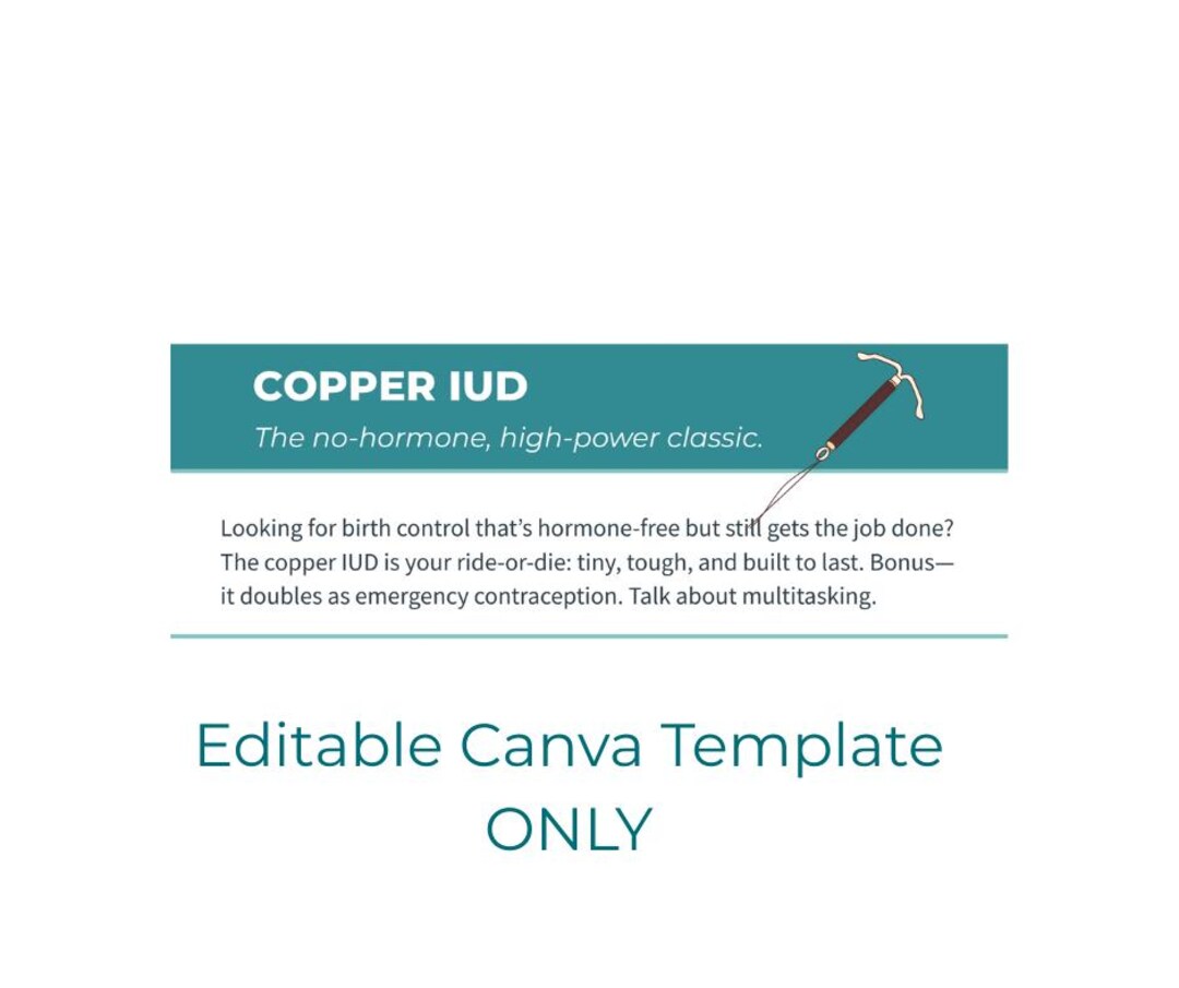 Editable Canva Template | Copper IUD Handout | Contraception Patient ...