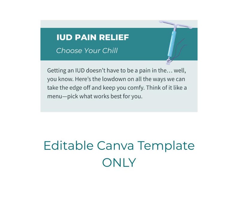 Editable Canva Template | IUD Pain Relief Handout | Patient Education ...