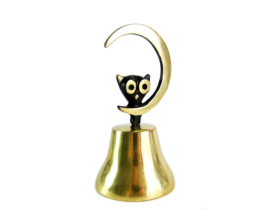 Walter Bosse Owl on Moon Bell Vintage Original Table Bell, Mid Century ...