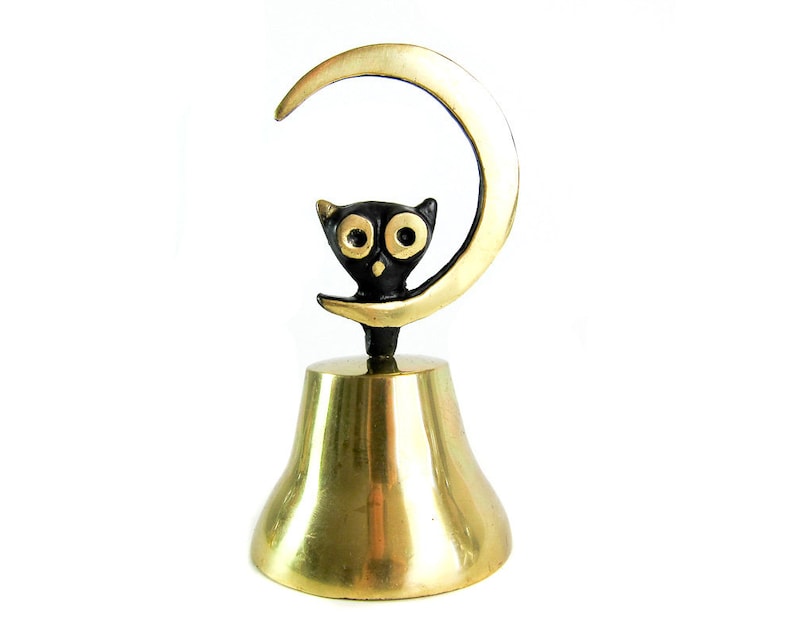 Walter Bosse Owl on Moon Bell Vintage Original Table Bell, Mid Century ...