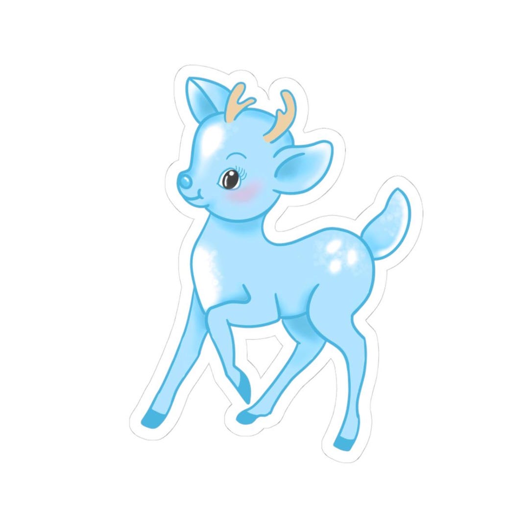 Blue Christmas Reindeer Kiss-cut Stickers | Vinyl Holiday Sticker - Etsy