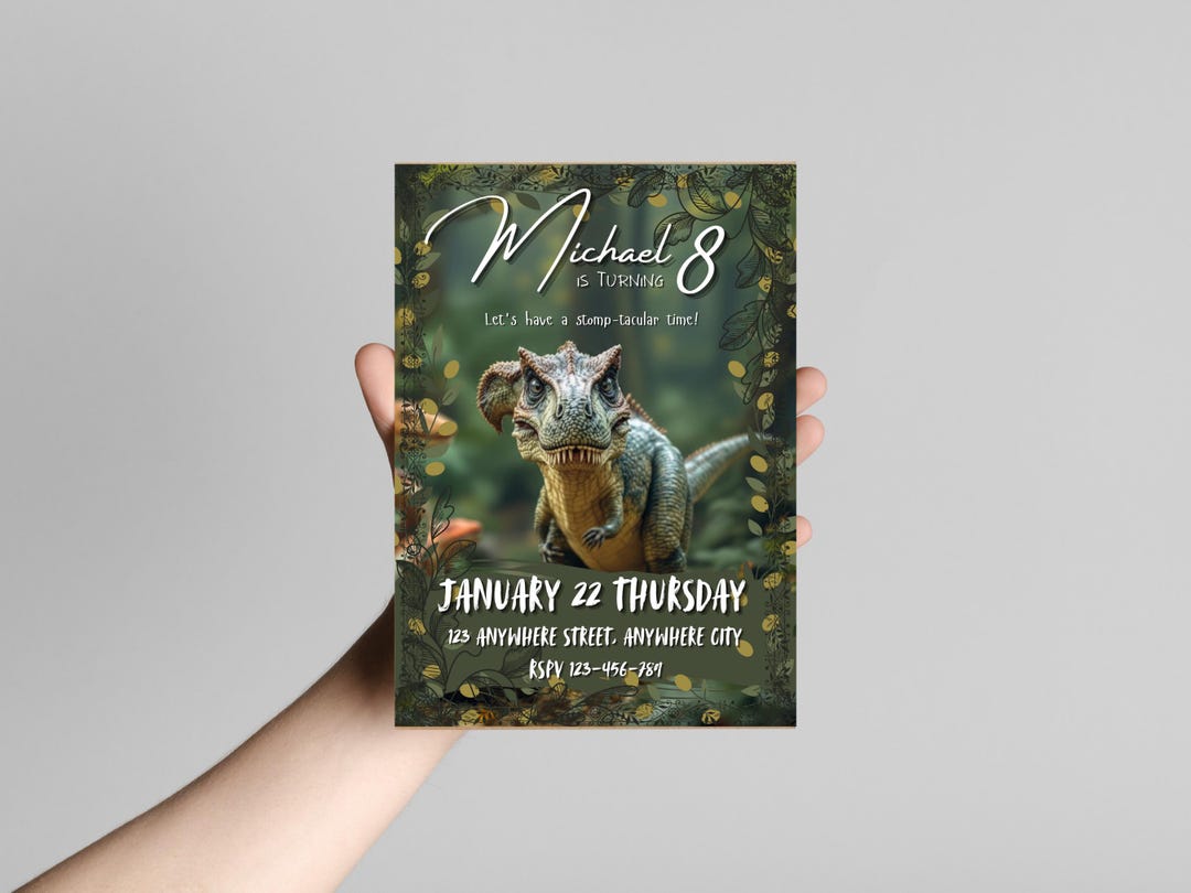 T-rex Birthday Invitation Template | Editable Canva Design (digital ...