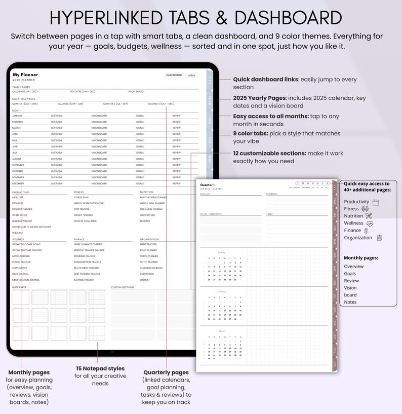 2025-2026 Digital Planner: Hyperlinked Portrait Layout (goodnotes ...