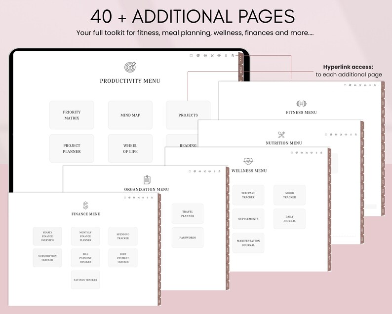 2025-2026 Digital Planner: Hyperlinked Burgundy Theme (ipad, Goodnotes ...