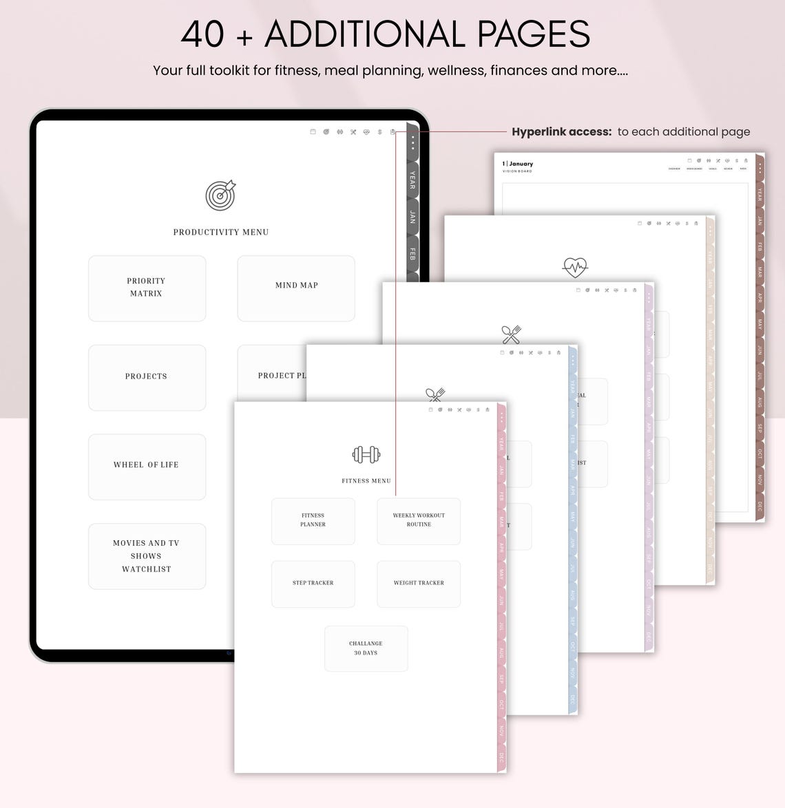 2025-2026 Digital Planner for Ipad: Hyperlinked Portrait Layout ...