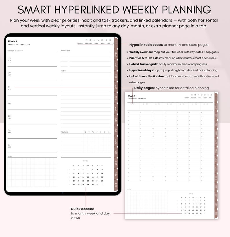 2025-2026 Digital Planner: Hyperlinked Portrait PDF (ipad & Tablet) - Etsy