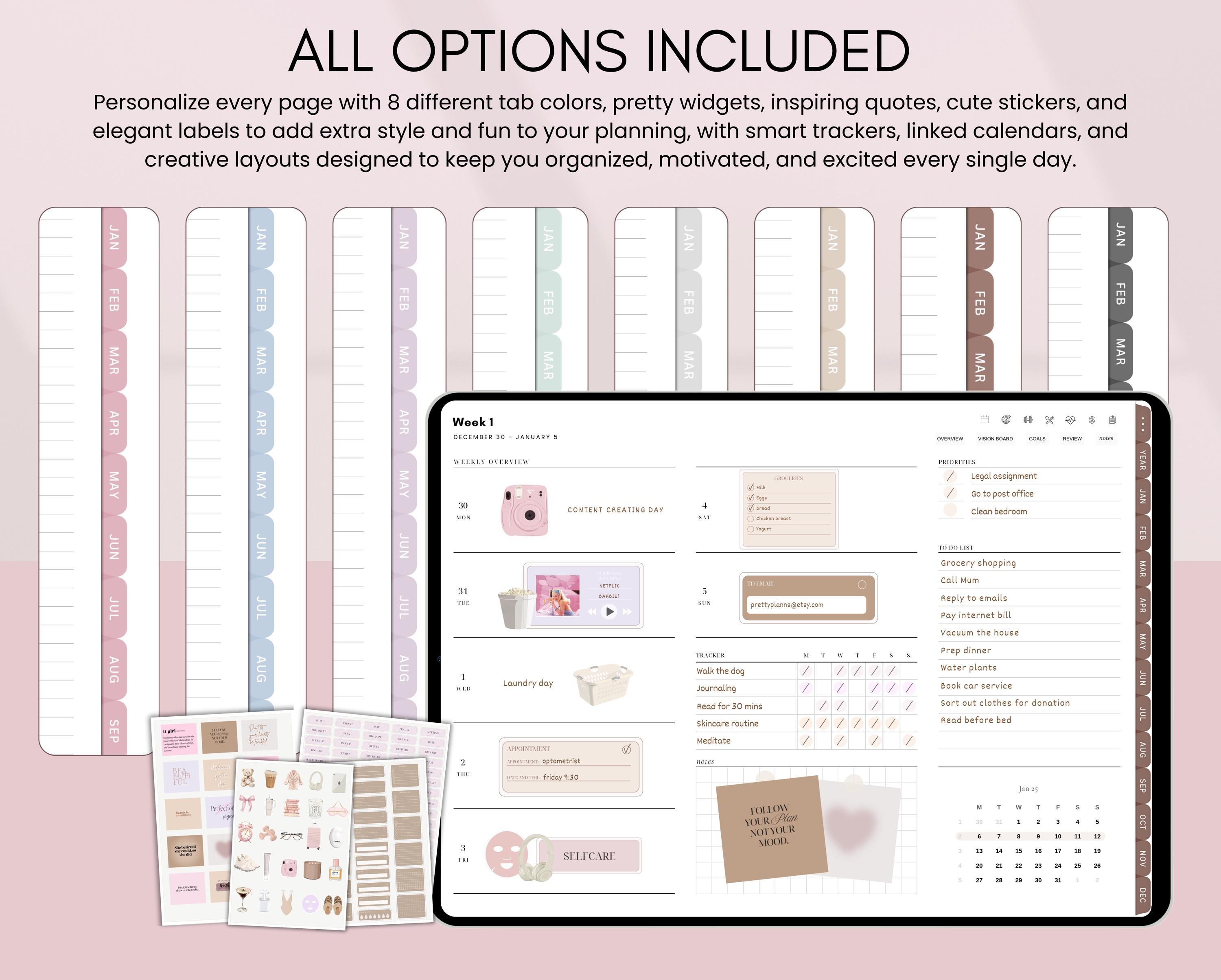 2025-2026 Digital Planner: Hyperlinked Burgundy Theme (ipad, Goodnotes ...