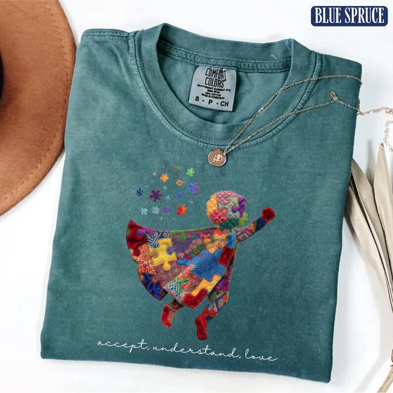 Personalized Faux Patchwork Autism Awareness Superhero Shirt, Custom ...
