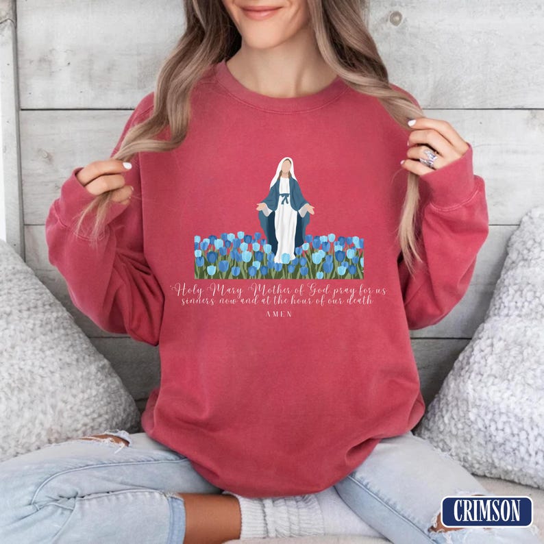 Comfort Colors Virgin Mary Shirt, Floral Catholic Gift - Etsy