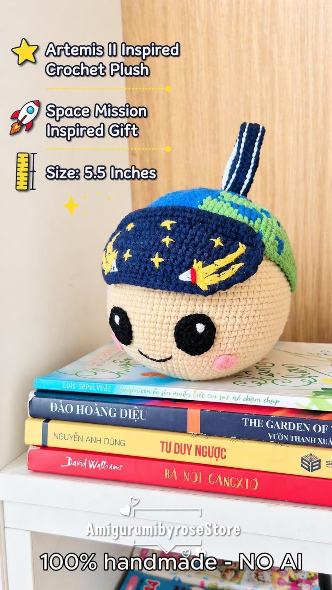 Artemis II Moon Mascot Crochet Plush, Zero Gravity Indicator Toy, Space ...