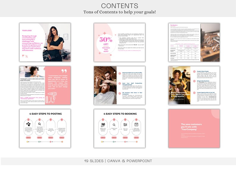 Beauty Salon Presentation Template Canva and Powerpoint, Hair Nail Spa ...