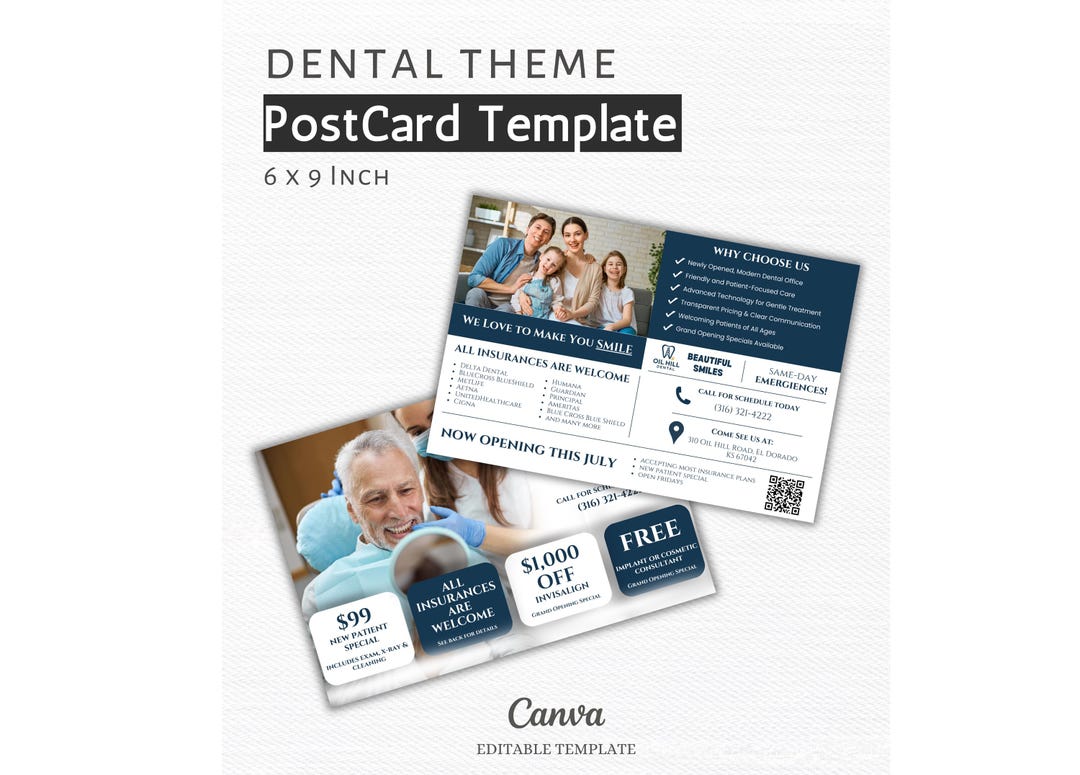 Dental EDDM Postcard Template 6x9 Inch | Dentist Direct Mail Flyer ...
