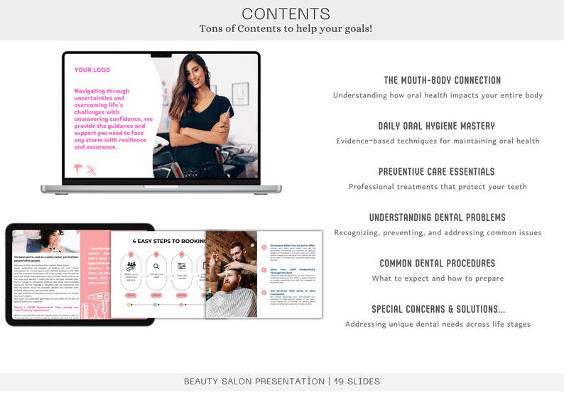 Beauty Salon Presentation Template Canva and Powerpoint, Hair Nail Spa ...