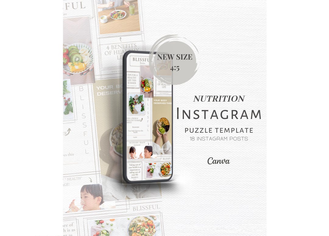 Nutrition Puzzle Feed Canva Template | Nutritionist Instagram Grid ...