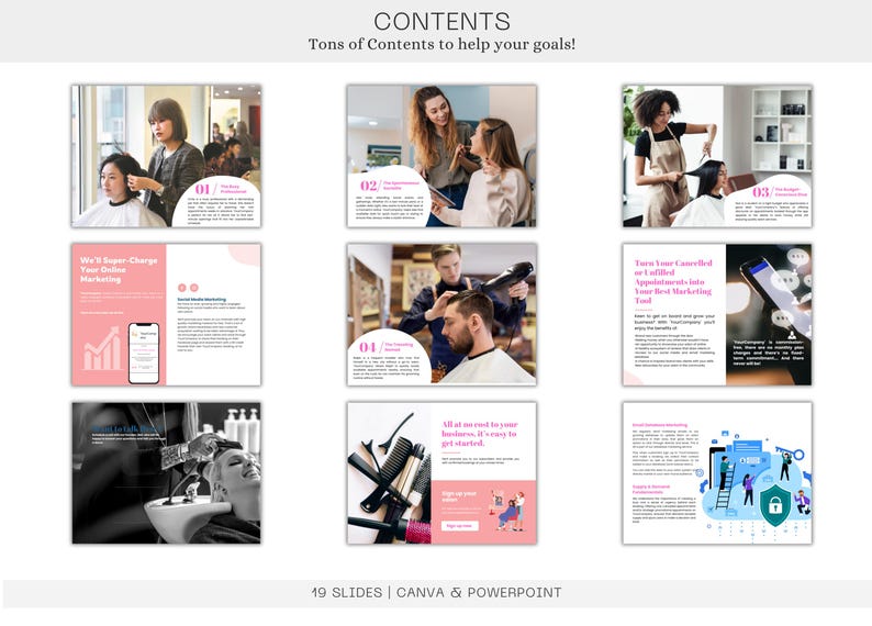 Beauty Salon Presentation Template Canva and Powerpoint, Hair Nail Spa ...
