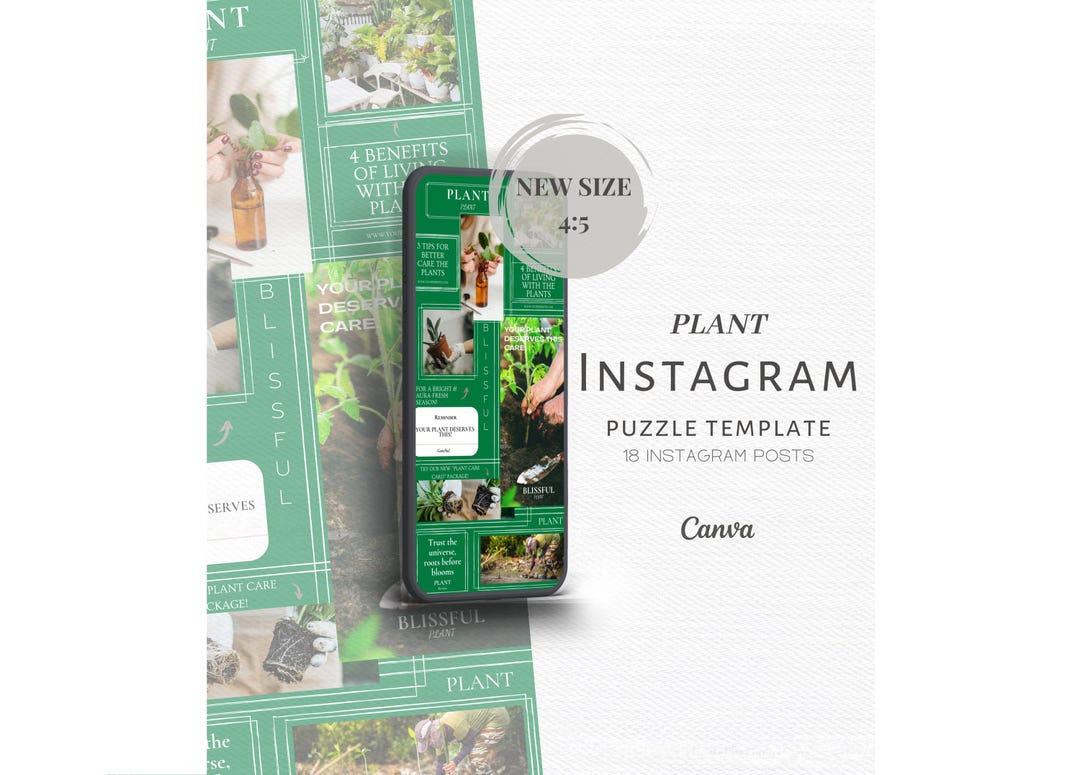 Plant Puzzle Feed Canva Template | Garden Instagram Grid | Botanical ...