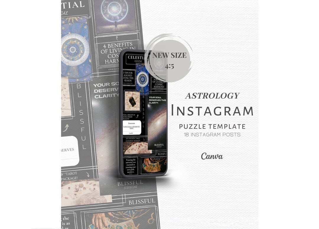 Astrology Puzzle Feed Canva Template | Celestial Instagram Grid ...